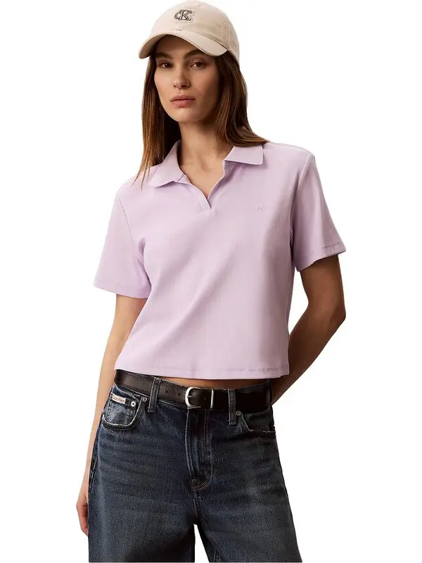 Calvin Klein Cotton Contour Rib Polo Tee - Island Lilac