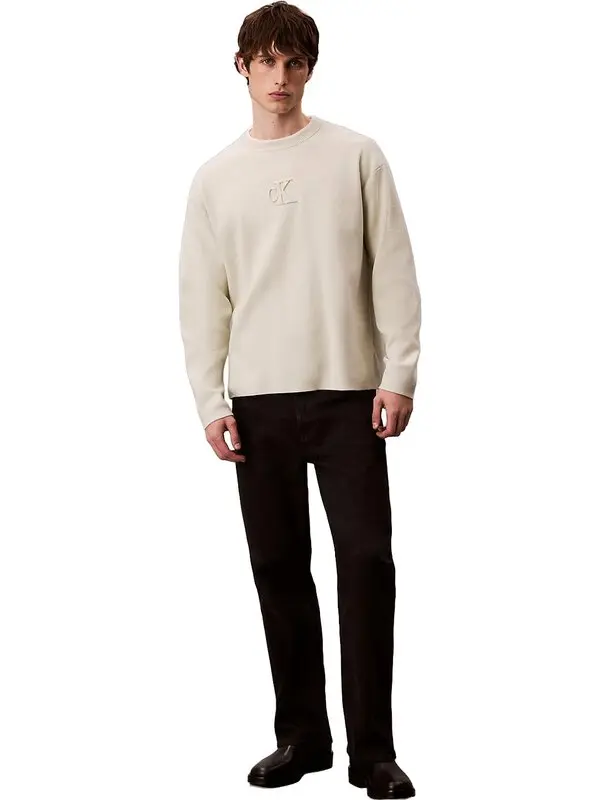 Calvin Klein Embossed Monogram Crewneck Sweater - Green Tint
