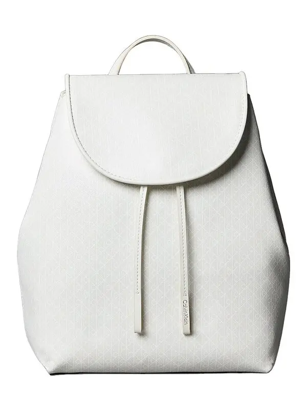 Calvin Klein Allover Emblem Logo Backpack - Lily White