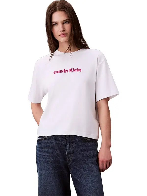 Calvin Klein Embroidered Logo Graphic Classic T-shirt - Brilliant White