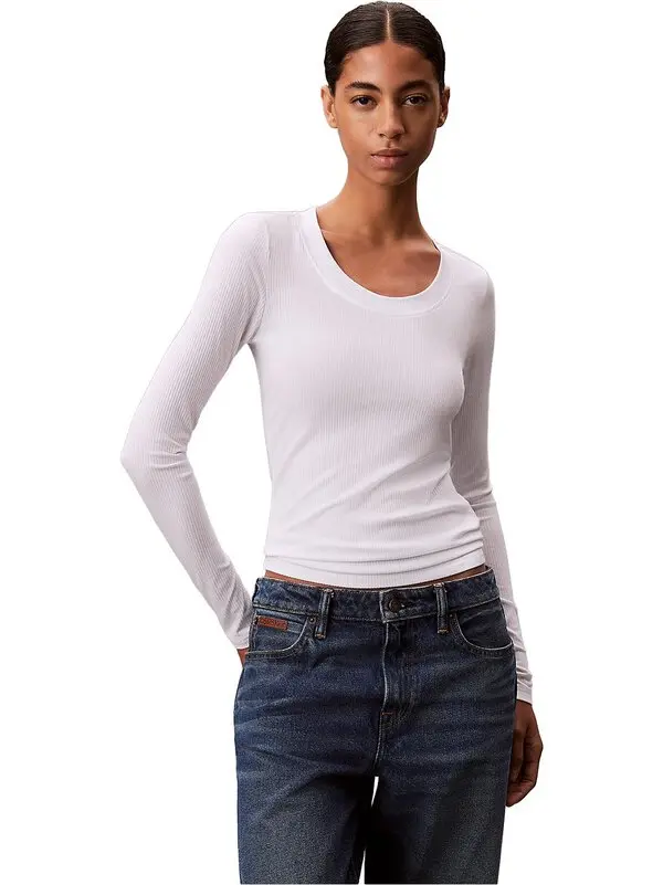 Calvin Klein Modal Stretch Rib Slim T-shirt - Brilliant White