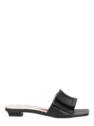 ROGER VIVIER Leather Slide Sandals - Black