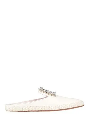 ROGER VIVIER Ivory Leather Mules With Rhinestone Embellishments - White