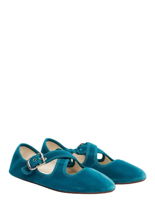 Alaïa Velvet Ballerina Flats - Blue