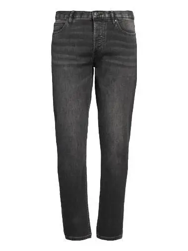 Hugo Boss Tapered Jeans With Leather Trims - Black