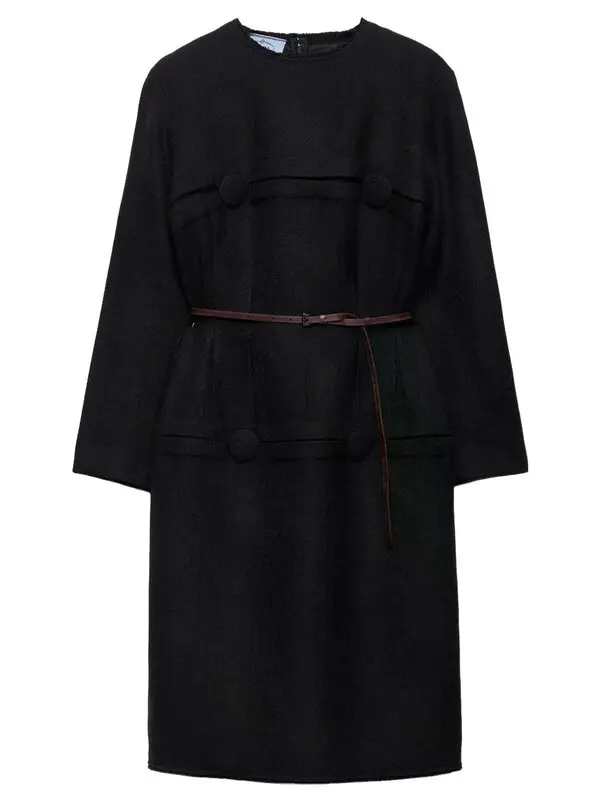 Prada Button-detailed Wool Midi Dress - Black