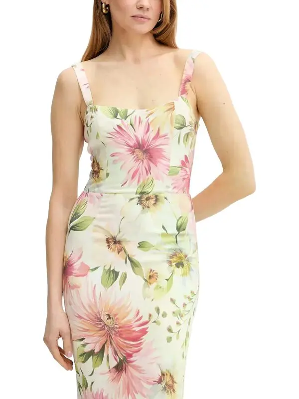 Guess Floral-print Fishtail Dress - Neutrals