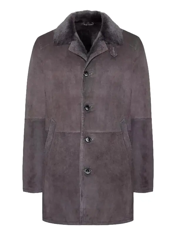 BIGARDINI Shearling-collared Suede Coat - Grey