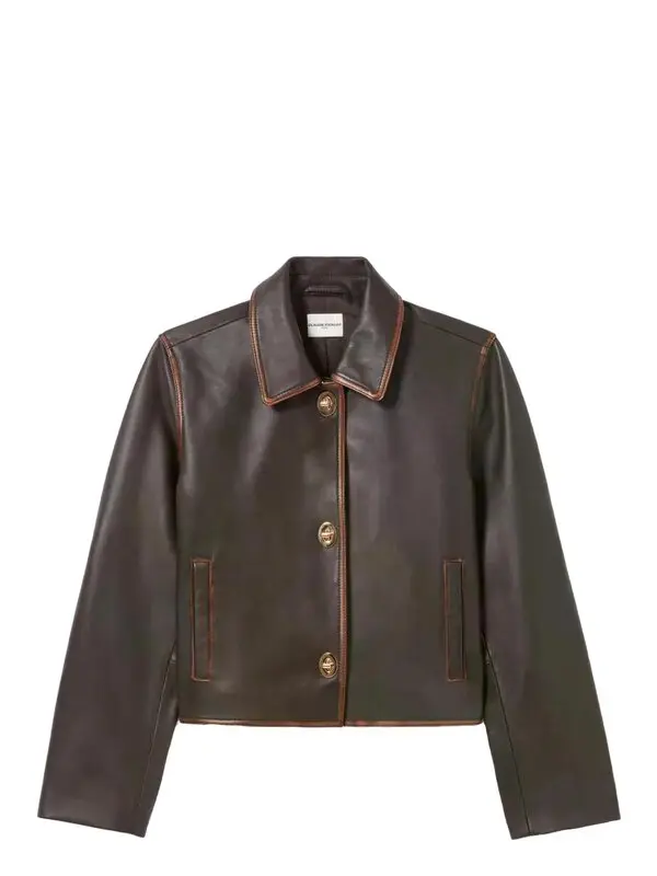 Claudie Pierlot Cropped Leather Jacket - Brown