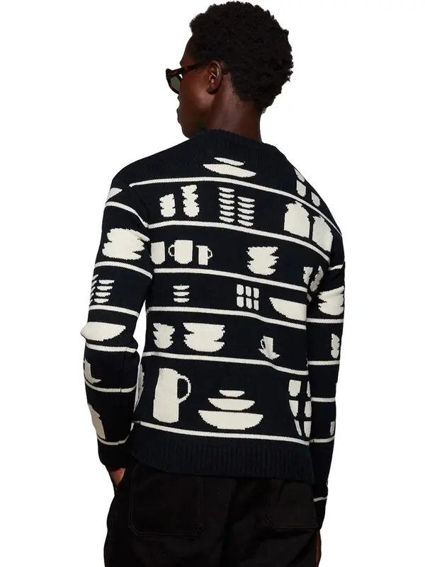 JW Anderson Crockery Jacquard Jumper - Black And White