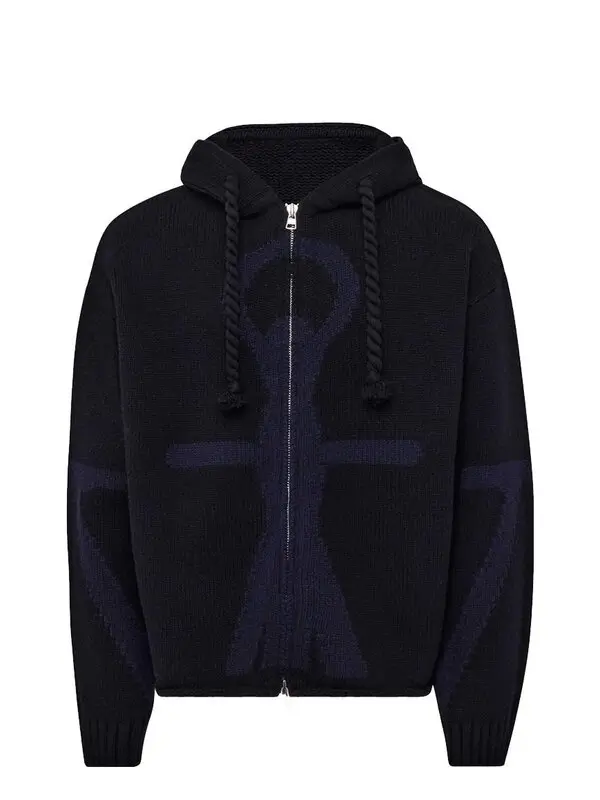 JW Anderson Zip-up Anchor Hoodie - Black