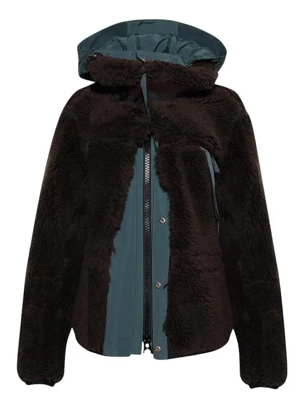 Sacai Faux Shearling And Grosgrain Blouson - Brown
