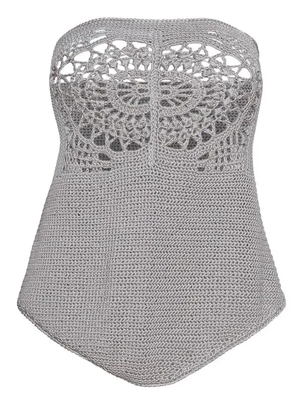 MAYSHA Kazmy Crochet Top - Light Grey