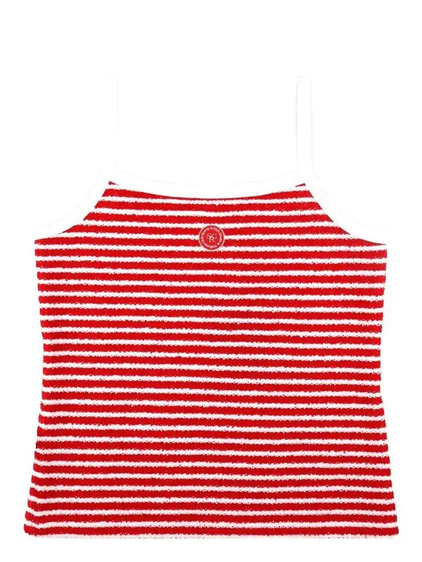 SPORTY & RICH Serif Logo Striped Terry Tank - Red