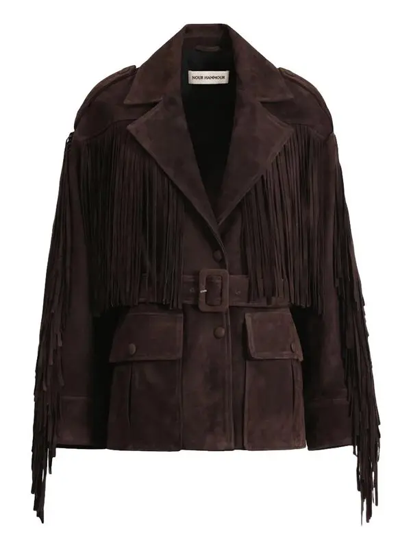 Nour Hammour Cassidy Suede Fringe Jacket - Brown