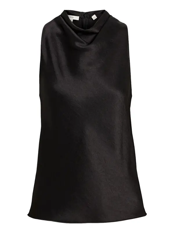 Vince Draped Satin Top - Black