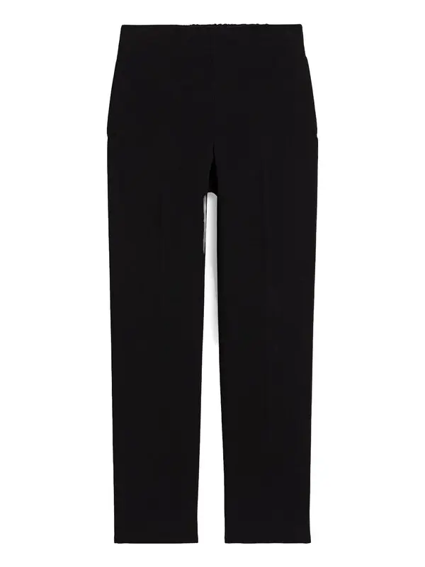 Vince Cropped Velvet-trimmed Crepe Straight-leg Pants - Black