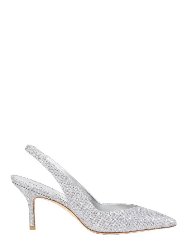 STUART WEITZMAN Eva 75 Lamé Slingback Pumps - Silver