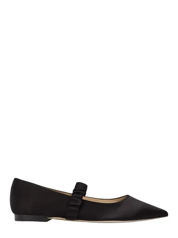 STUART WEITZMAN Maxine Ruched Satin Mary Jane Flats - Black
