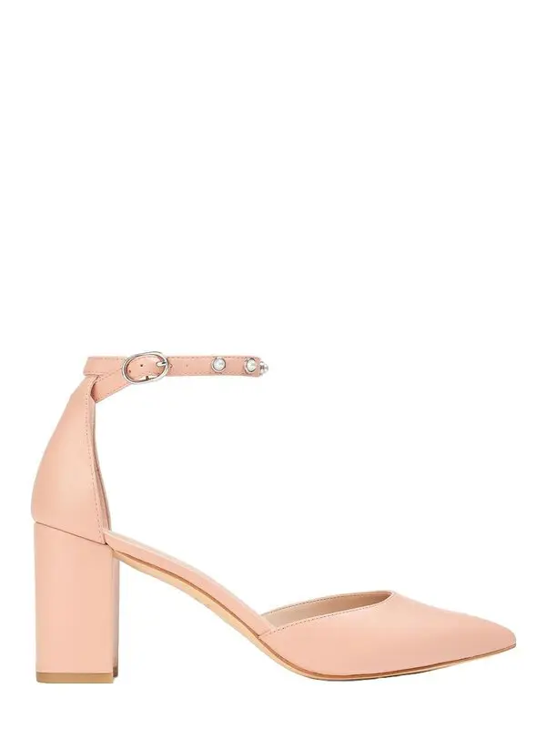 STUART WEITZMAN Faux Pearl-embellished Leather Pumps - Blush