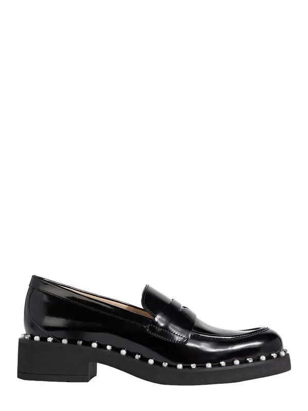 STUART WEITZMAN Reverie Embellished Leather Loafers - Black