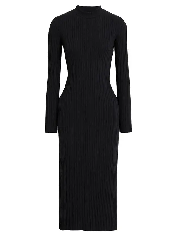 Vince Ribbed Cotton-blend Midi Dress - Black
