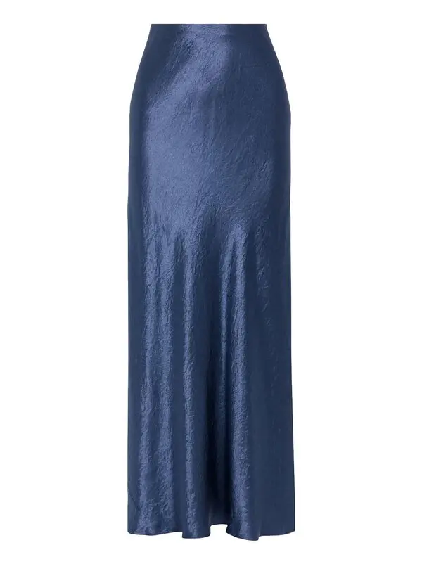 Vince Crinkled Satin Maxi Skirt - Navy