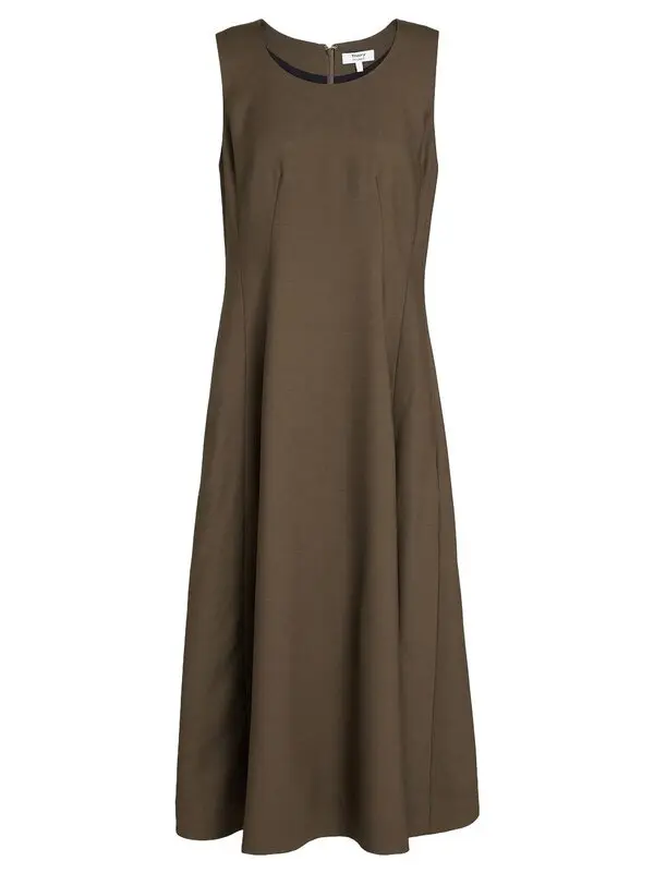 Theory Crepe Midi Dress - Army Green