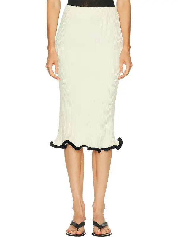 JIL SANDER Velvet Frill Skirt - Cloud