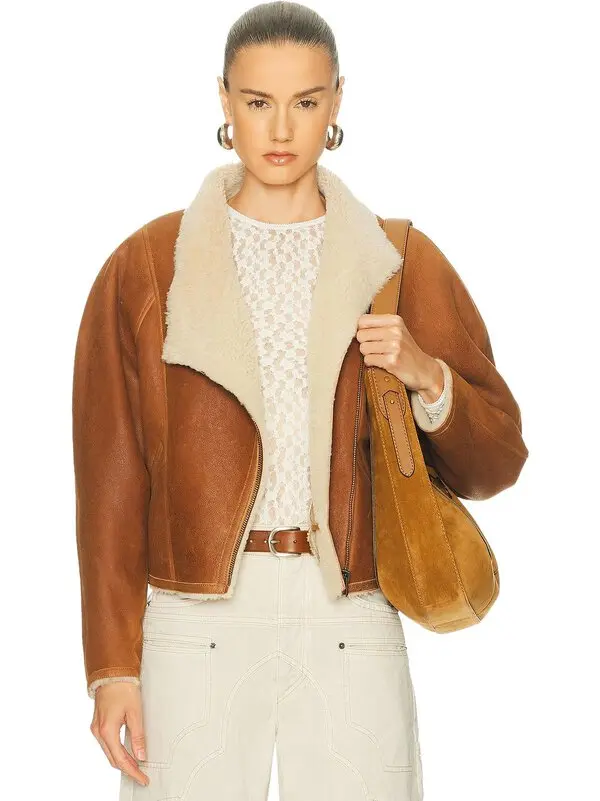 Isabel Marant Blondine Shearling Jacket - Cognac