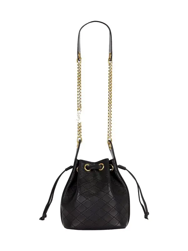 Saint Laurent Small Cassandre Quilted Bucket Bag - Nero
