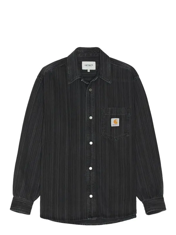 Carhartt Work In Progress Rylan Long Sleeve Shirt In Black - Stone Washed Rylan Stripe Black