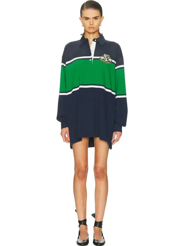 Acne Studios Eatone Rugby Shirt Dress - Navy & Green