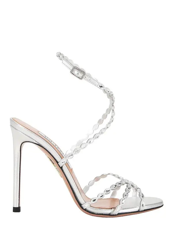 AQUAZZURA Love Struck 105 Sandal - Silver