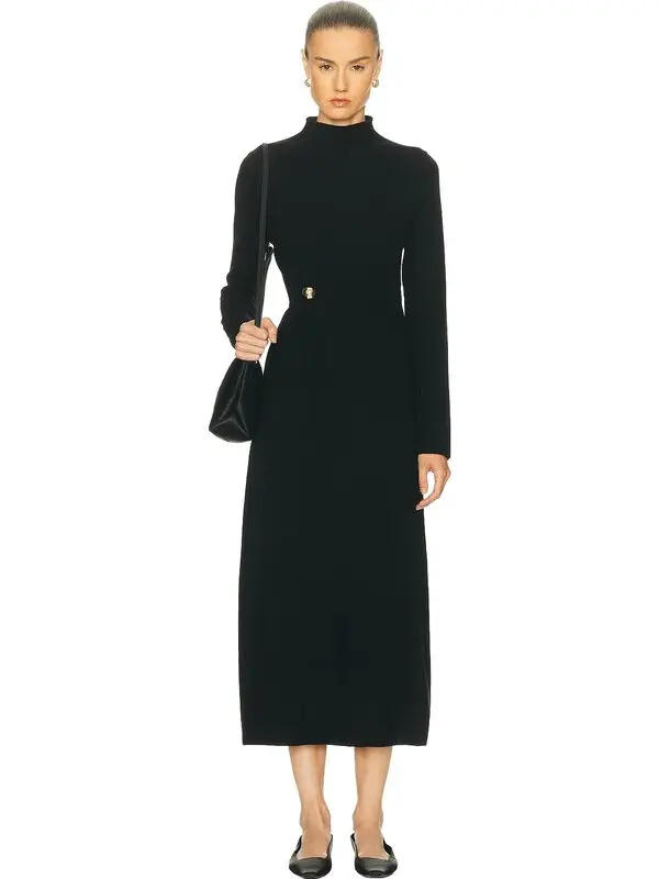 Loulou De Saison Lucero Draped Wool And Cashmere Dress - Black