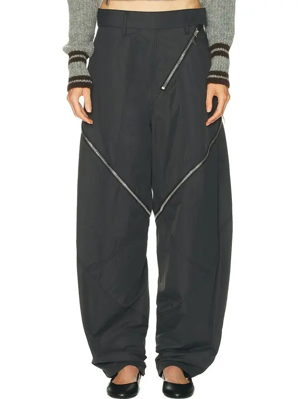 Attico Zipper Long Pant - Dark Grey