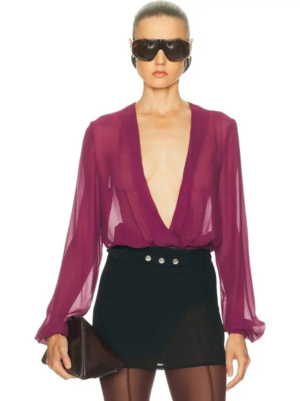 Attico Deep V Blouse - Plum