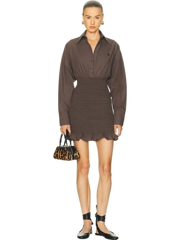 Attico Long Sleeve Mini Dress - Dark Brown