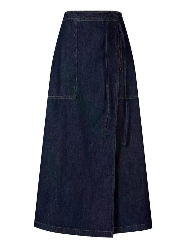 STUDIO TOMBOY Contrast-stitching Cotton Maxi Skirt - Blue