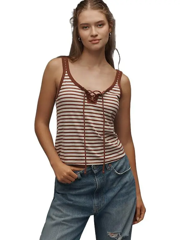 NATION LOS ANGELES Jil Lace-up Tank Top - Cedar