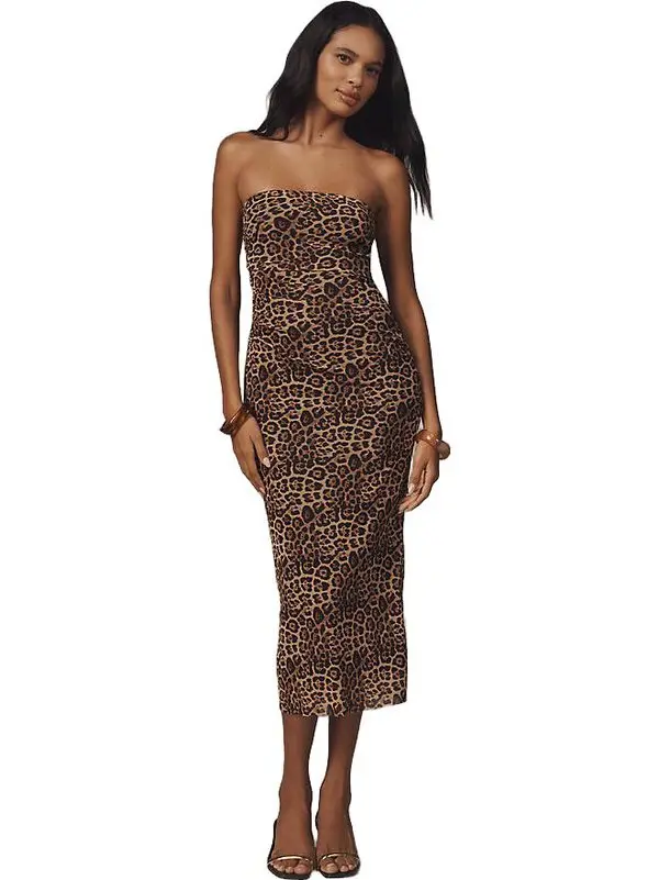 NIA Rowa Strapless Midi Dress - Animal Print