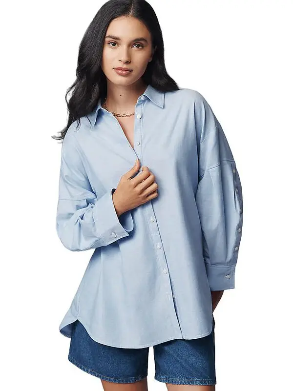 Maeve Oversized Buttondown Shirt - Violette Blue