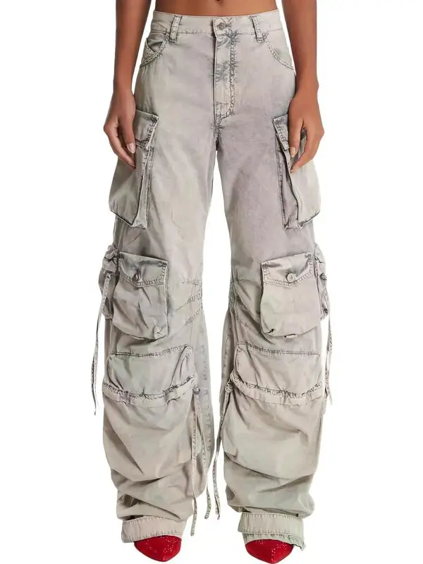 Attico Multi-pocket Cargo Flared Trousers - Grey