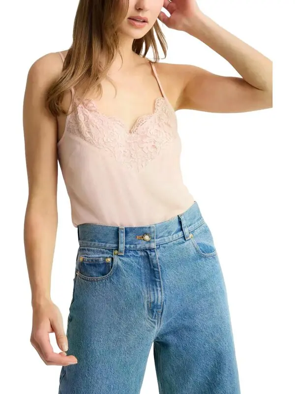 St. John Lana Cami Lace-trimmed Top - Pink