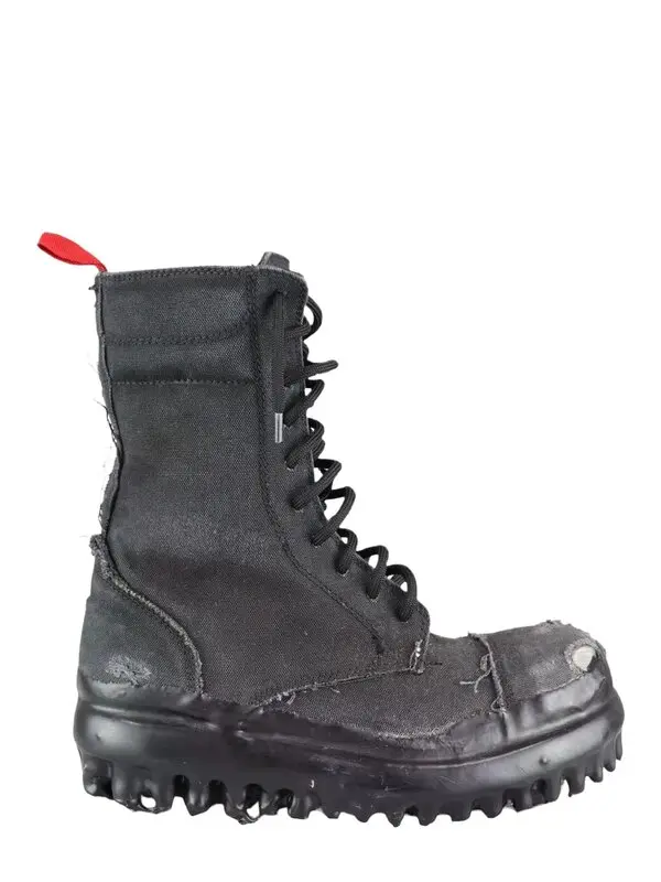424 Miner Lace-up Frayed Boots - Black