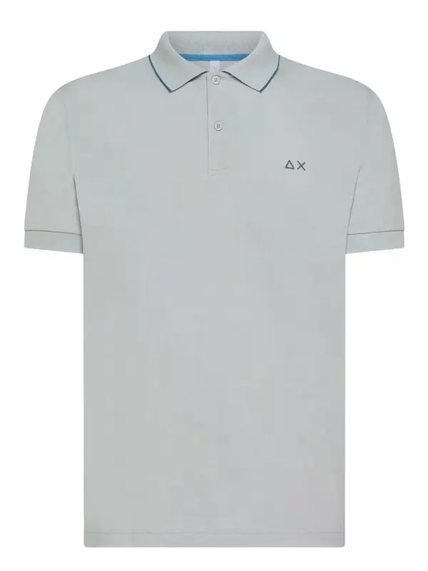 SUN 68 Embroidered Short-sleeve Polo Shirt - Grey