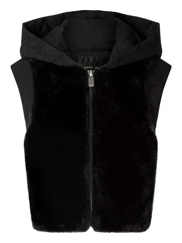 Pinko Hooded Faux-fur Jacket - Black