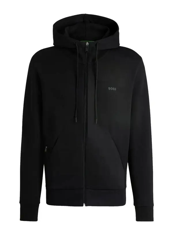 BOSS Zip-up Relaxed Fit Hoodie - Black