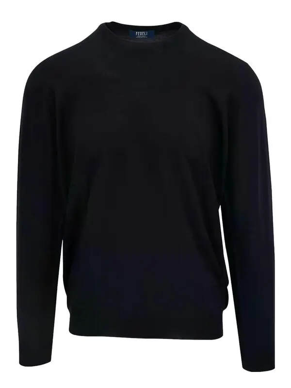Fedeli Crew-neck Wool Sweater - Blue