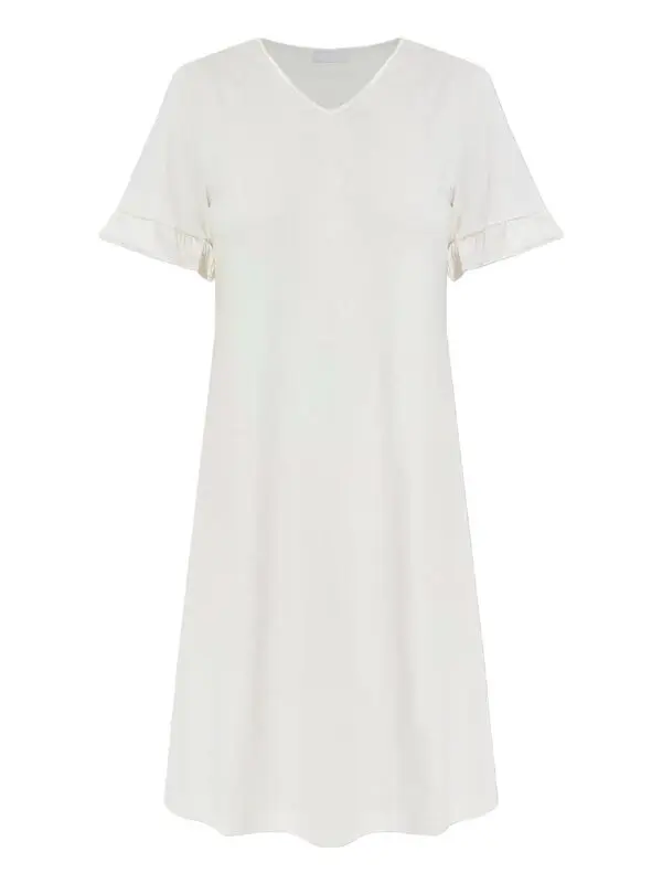 Hanro Ruffle-sleeve V-neck Nightdress - White